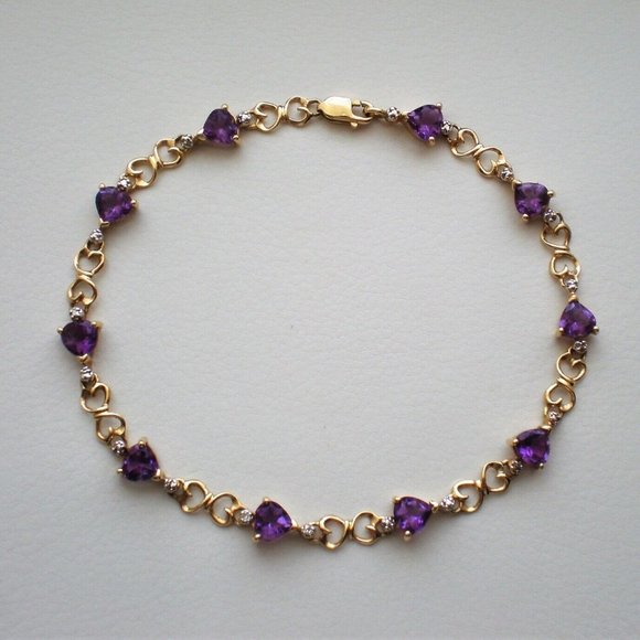 TC | Jewelry | Vintage Designer Solid K Yellow Gold Amethyst Heart ...